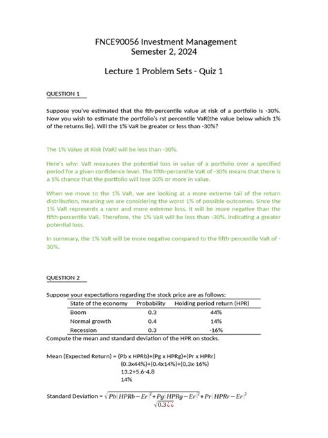quiz 1 l1 ps 644679092 jawaban pdf value at risk investing