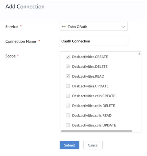 Create And Authorize Connections Setup Zoho Creator Help