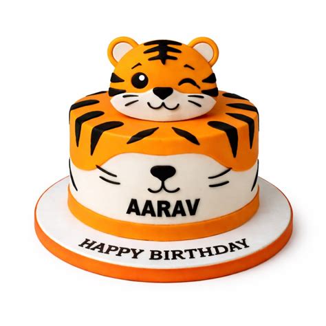 Tiger Face Theme Birthday Cake