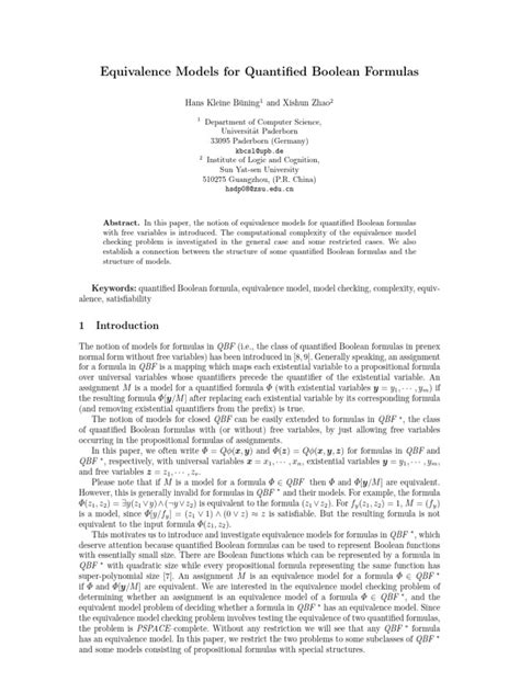 Equivalence Models For Quantified Boolean Formulas Pdf Boolean Algebra Teaching Mathematics