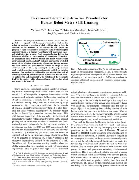 Pdf Environment Adaptive Interaction Primitives For Human Robot Motor Skill Learning
