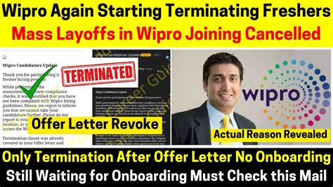 Wipro Again Starting Terminating Freshers After Offer Letter Elite