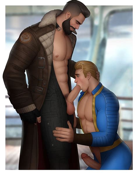 Rule 34 2boys Abs Arthur Maxson Beard Blonde Hair Blowjob Face