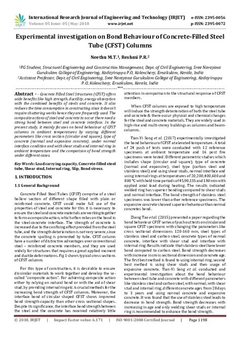 Pdf Irjet Experimental Investigation On Bond Behaviour Of Concrete