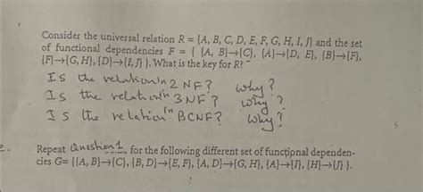 Solved Consider The Universal Relation