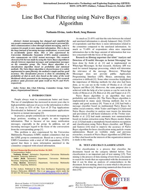 line bot chat filtering using naive bayes algorith pdf statistical