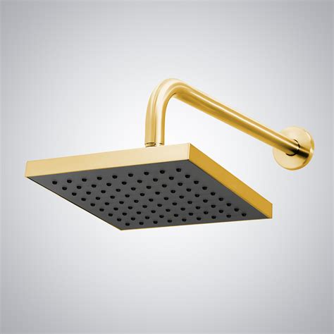 Premium Fontana 12 Solid Brass Square Gold Rainfall Shower Head