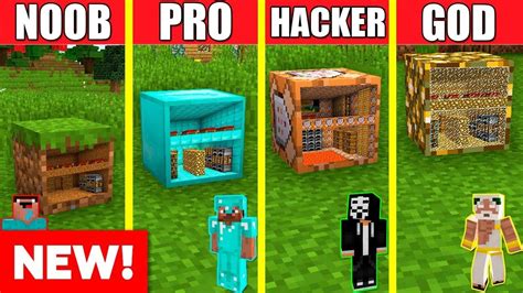 INSIDE BLOCK HOUSE BUILD CHALLENGE Minecraft Battle NOOB Vs PRO Vs HACKER Vs GOD Animation