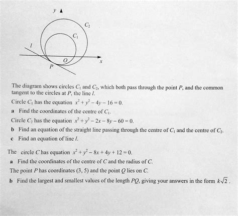 solved the diagram shows circles c and cz which both pass through the