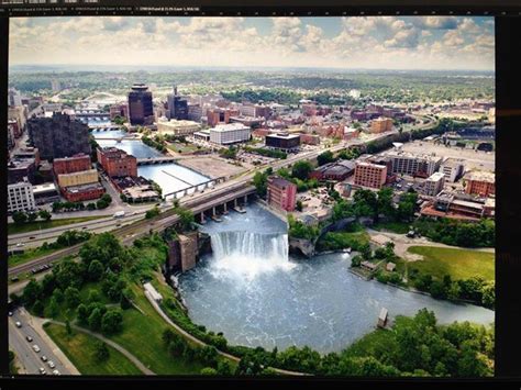 Aerial View Of Downtown Rochester The Genesee River And The High