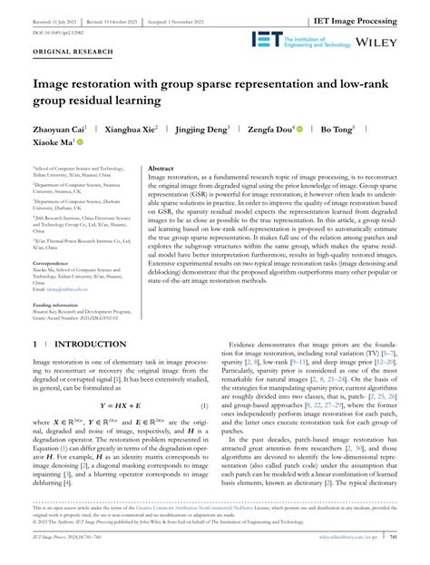 Pdf Image Restoration With Group Sparse Representation And Low‐rank