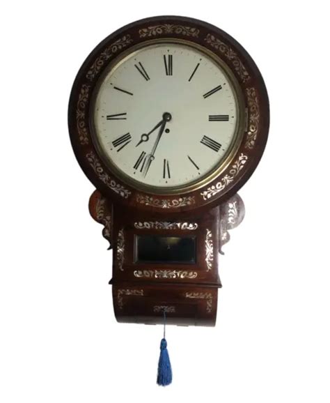 Antique Drop Dial Mother Of Pearl Wall Clock Single Fusee Movement Rosewood Case £595 00