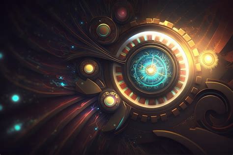 Premium Ai Image Cosmic Trance And Hypnosis Concept Of Glowing Details In Digital Neural