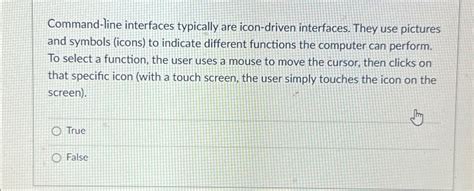 Solved Command Line Interfaces Typically Are Icon Driven