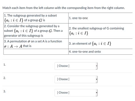 solved match each item from the left column with the