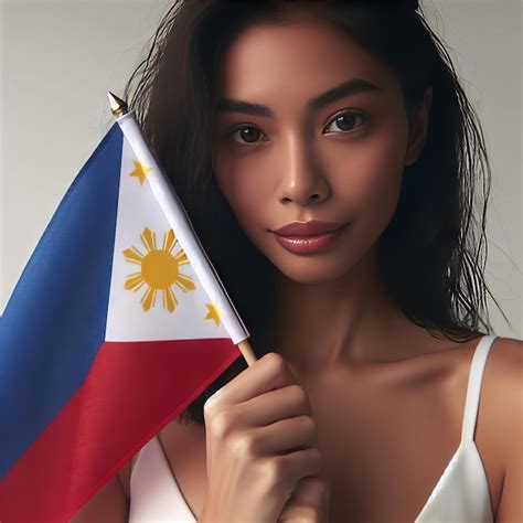 Premium Photo Beautiful Woman Holding The Philippine Flag