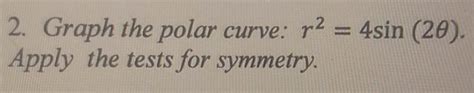 [answered] 2 Graph The Polar Curve R 4sin 20 Apply The Tests For Kunduz