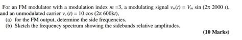 Solved For An FM Modulator With A Modulation Index M A Chegg
