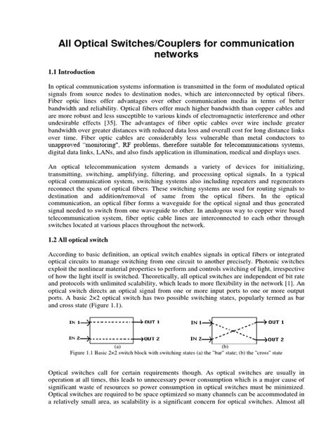 Fundamentals Of Switches Photonic Switching Pdf Optical Fiber