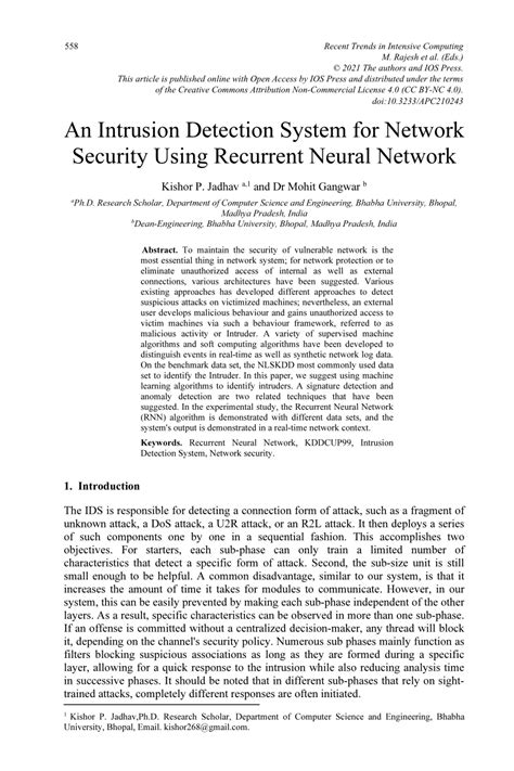 Pdf An Intrusion Detection System For Network Security Using