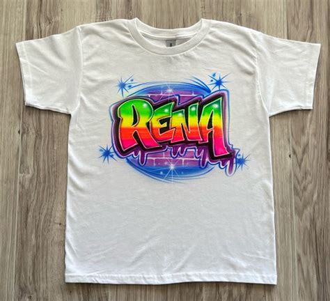 Glow In The Dark Airbrushed Rainbow Name T Shirt Etsy