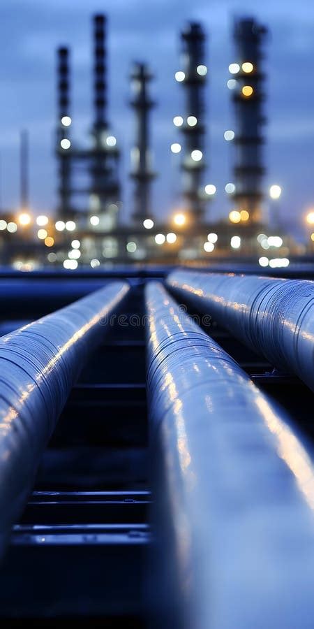Close Up Of Parallel Metallic Pipelines Stock Illustration