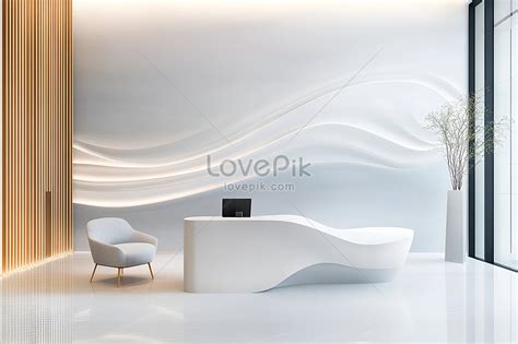 흰색 리셉션 데스크와 의자 배경 사진 및 창의적인 일러스트 무료 다운로드 Lovepik