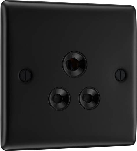 Bg Nexus Metal Nfb29b Matt Black 1 Gang 5a Round Pin Unswitched Socket Black Trim Matt Black