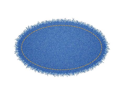 Premium Vector Denim Circle Shape With Stitches Torn Jean Patch With