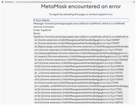 Metamask Encountered An Error Code Typeerror Rmetamask