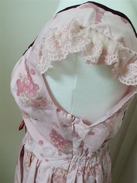 일본 빈티지 엑시즈팜 연보라 케이프 리즈리사 연핑크 포도 원피스 세트 후루츠패밀리