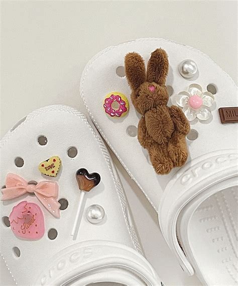 브라우니 토끼 세트 10p 러블리 털인형 하이틴 사탕 디저트 핑크 리본 발레코어 신발꾸미기 에이블리