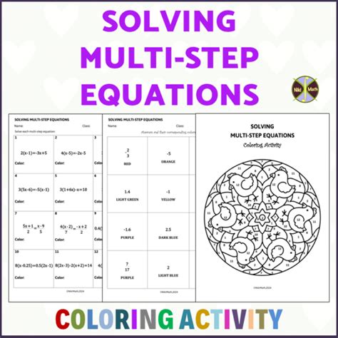 Multi Step Equations Coloring Activity Color By Code Teacher Professional Development