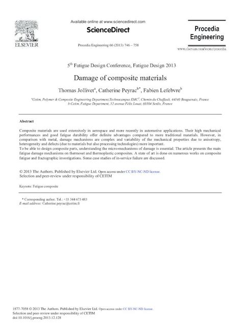 Pdf Damage Of Composite Materials Connecting Repositories · The Damage In Composite