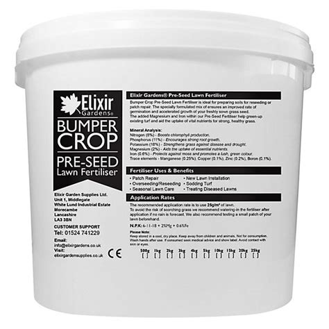 Elixir Gardens Bumper Crop Lawn Pre Seeder 6 11 18 Tub X 25kg