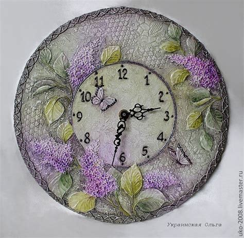 Часы в объемной технике Сирень в интернет магазине на Ярмарке Мастеров Караганда доставка