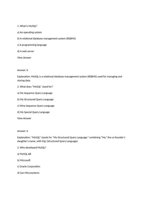 sql mcqs pdf databases my sql