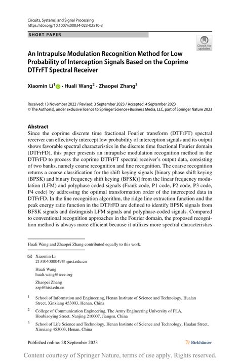 An Intrapulse Modulation Recognition Method For Low Probability Of Interception Signals Based On