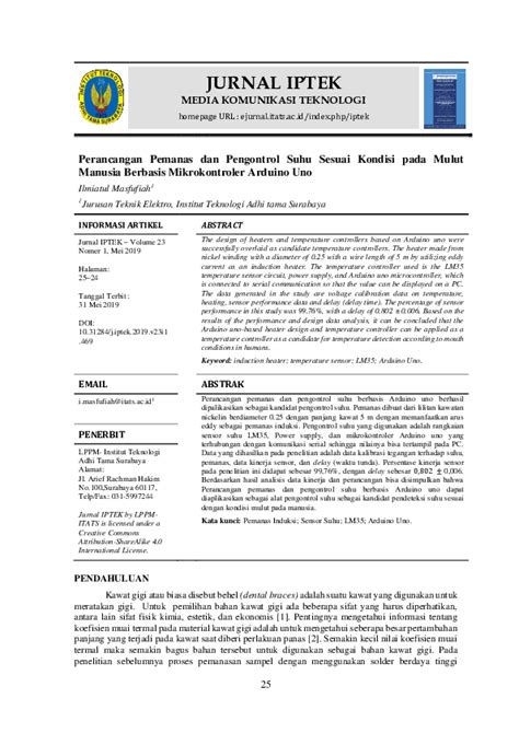 Pdf Perancangan Pemanas Dan Pengontrol Suhu Sesuai Kondisi Pada Mulut Manusia Berbasis