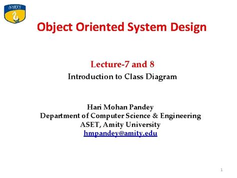 Object Oriented System Design Lecture7 And 8 Introduction