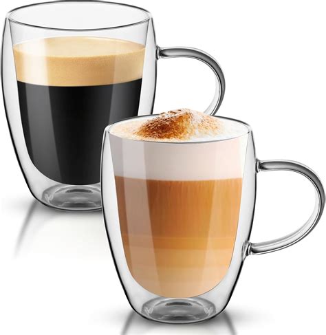 Dyserbuy Double Wall Insulated Glass Coffee Mugs With Handle