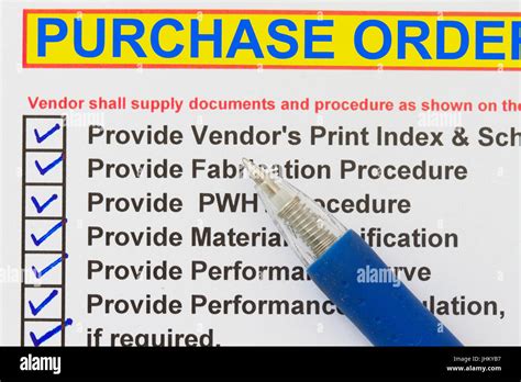 Purchase Order Requirement Document Checklist Many Uses In The Oil And Gas Industry Stock Photo