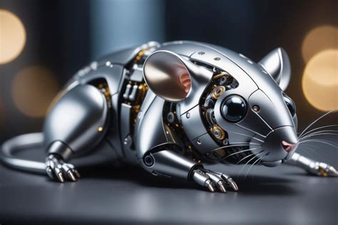 Premium Ai Image Silver Robotic Mouse Hyperdetailed Portrait Intricate Thighs Cinematic Light