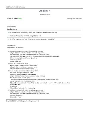 4 5 6 Create Host Records Passing Score 6 6 100 4 5 Create Host Records Lab Report Time