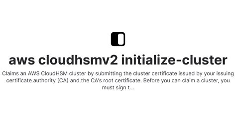 Aws Cloudhsmv2 Initialize Cluster Fig