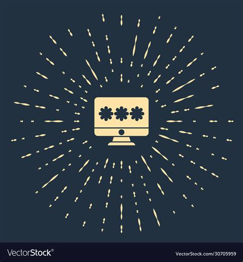Beige Monitor With Password Notification Icon Vector Image