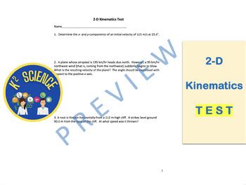 D Kinematics Unit Test Or Exam Physics By K Squared Science TPT