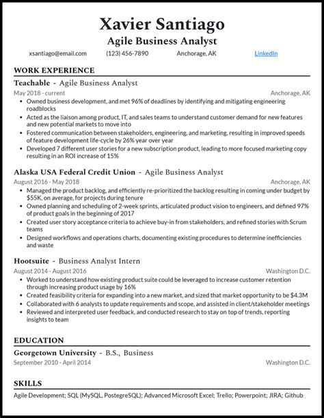 3 Agile Business Analyst Resume Examples Built For 2025