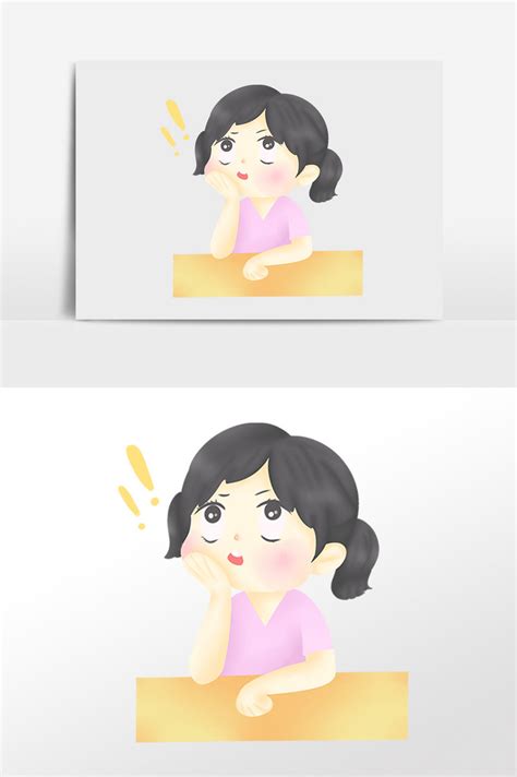 Pagguhit Ng Cartoon Ng Problemang Nag Iisip Ng Cartoon Ng Batang Babae