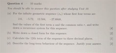 Solved Question 4 10 Marks You Should Be Able To Answer This